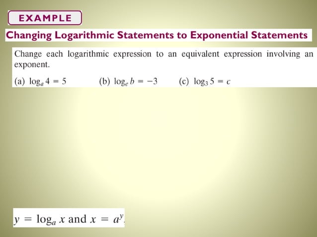 Lecture 11 sections 4.3-4.4 logarithmic functions | PPT