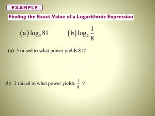 Lecture 11 sections 4.3-4.4 logarithmic functions | PPTX