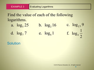 Lecture 11 sections 4.3-4.4 logarithmic functions | PPTX