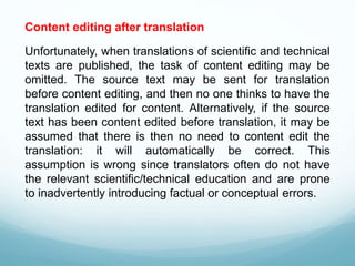 Revising and editing translated texts; content editing | PPTX