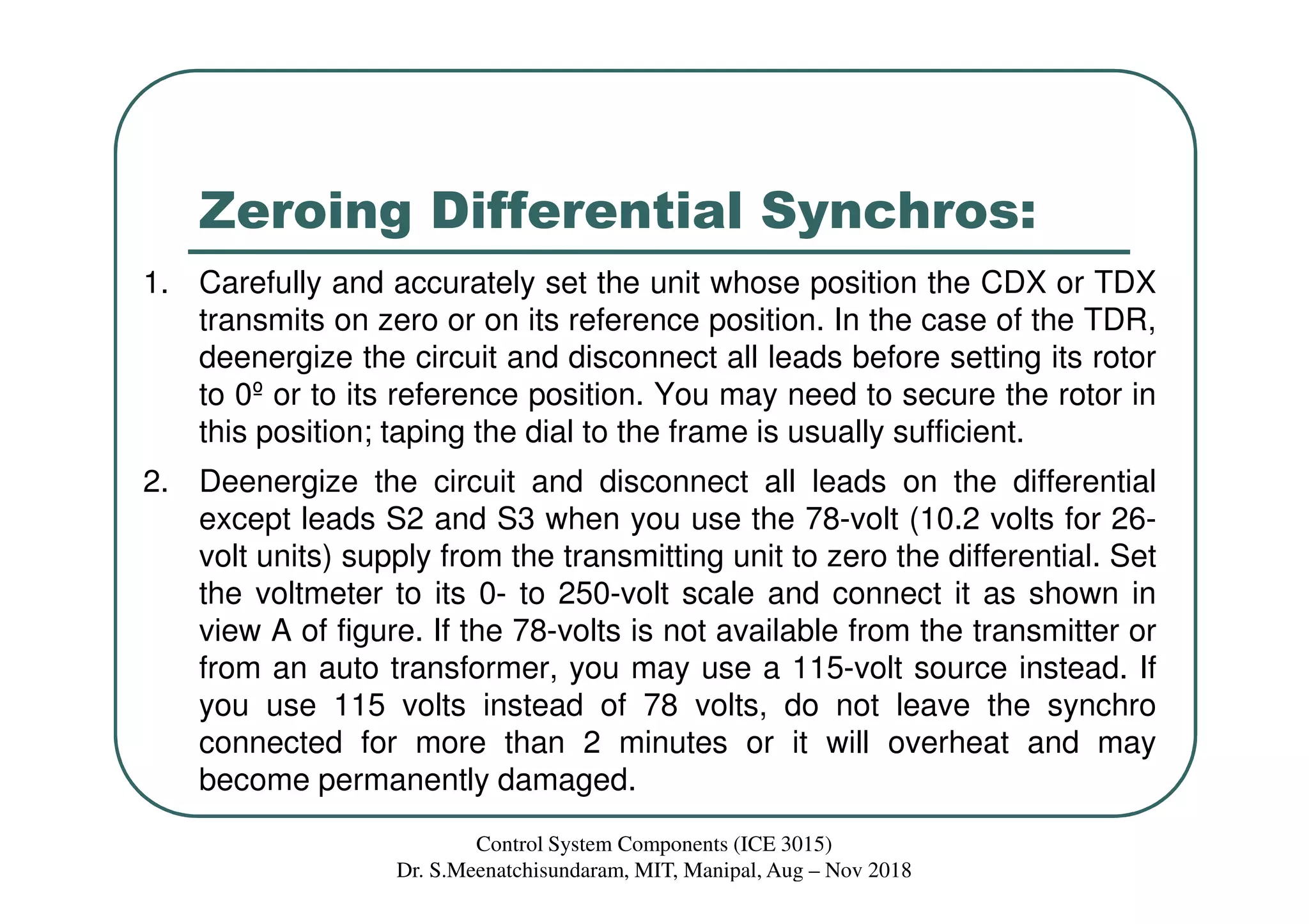 Lecture 11 zeroing synchros | PDF