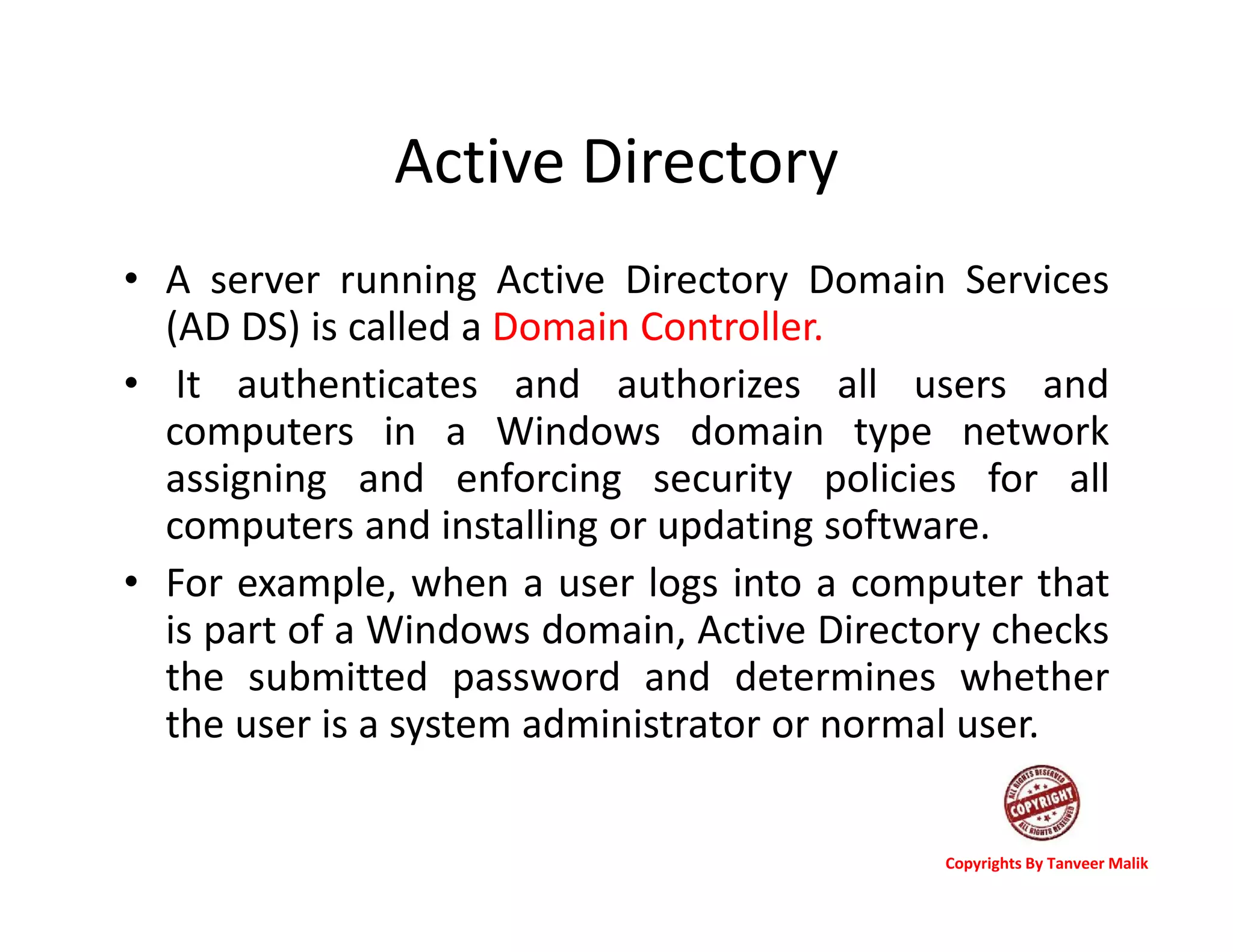 Lecture 11 active directory | PDF