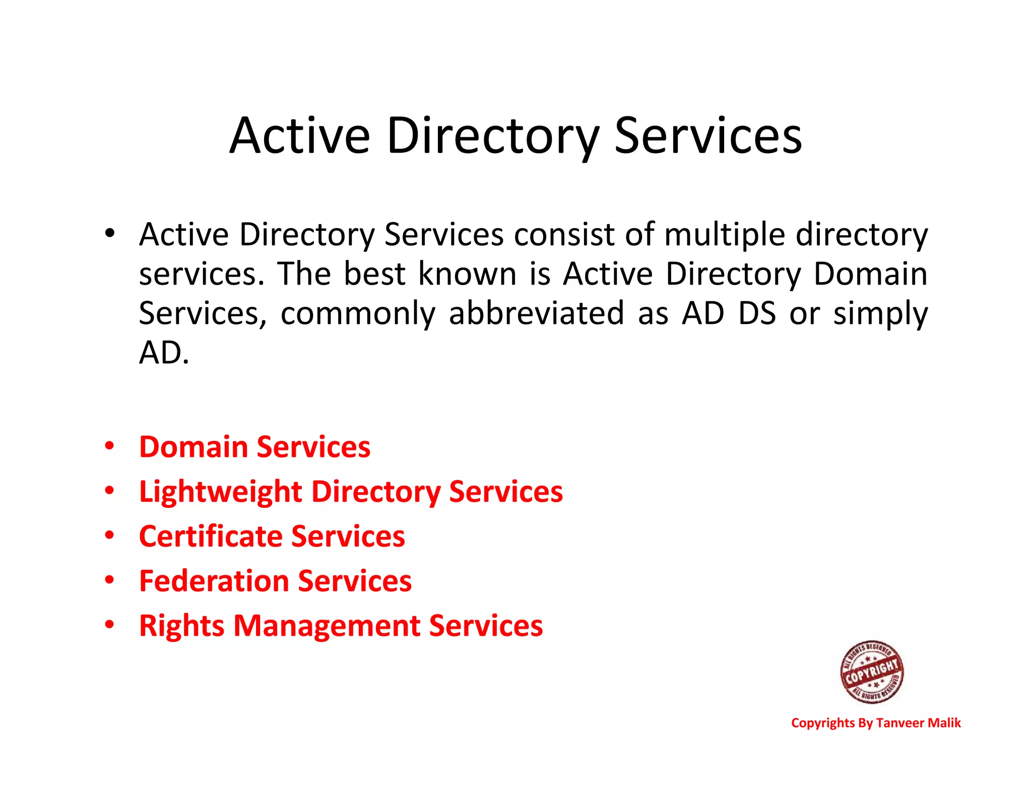 Lecture 11 active directory | PDF