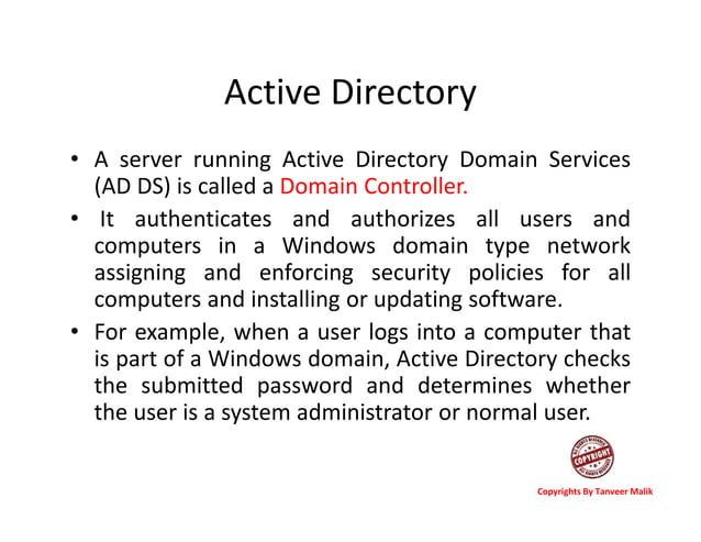 Lecture 11 active directory | PDF