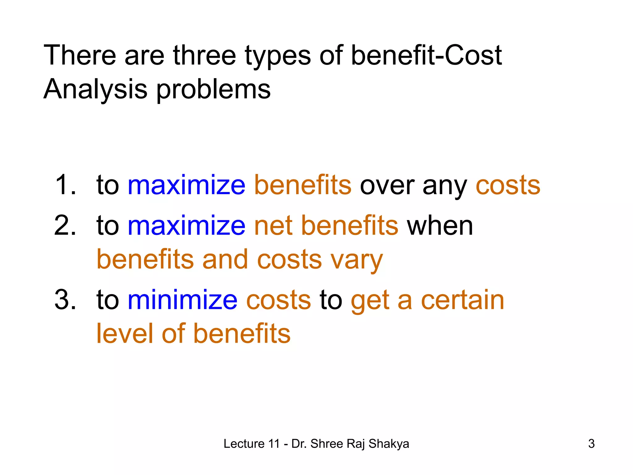 Lecture 11 benefit cost analysis | PDF