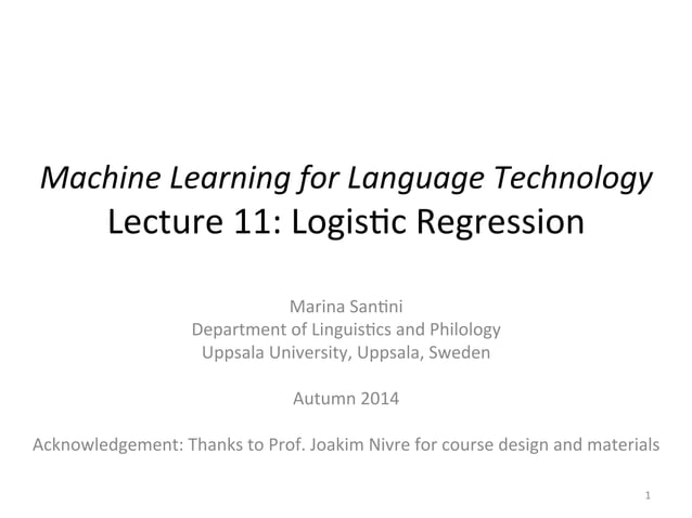 Lecture11 logistic regression | PDF