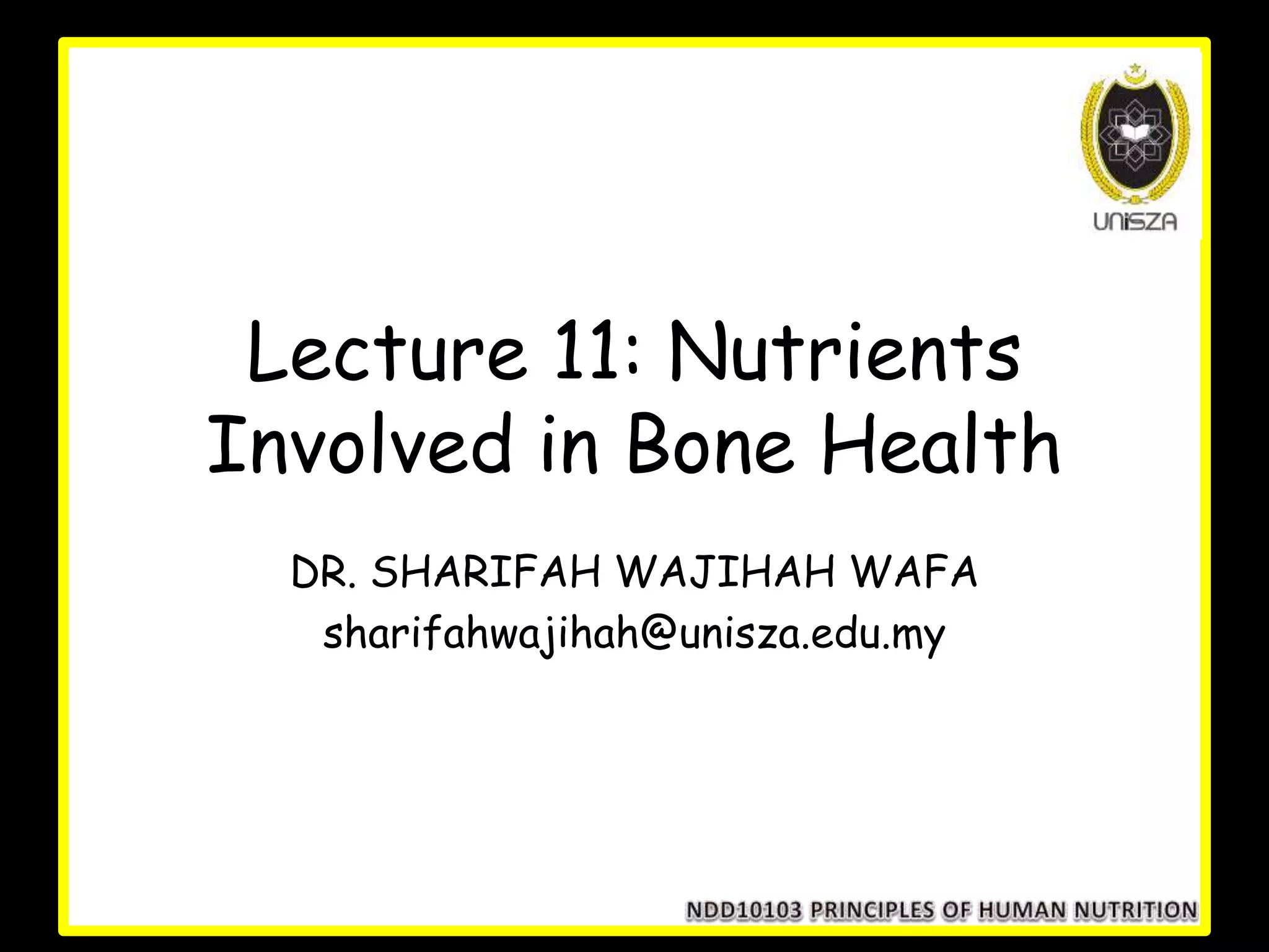 Lecture 11 nutrients involved in bone health | PPT