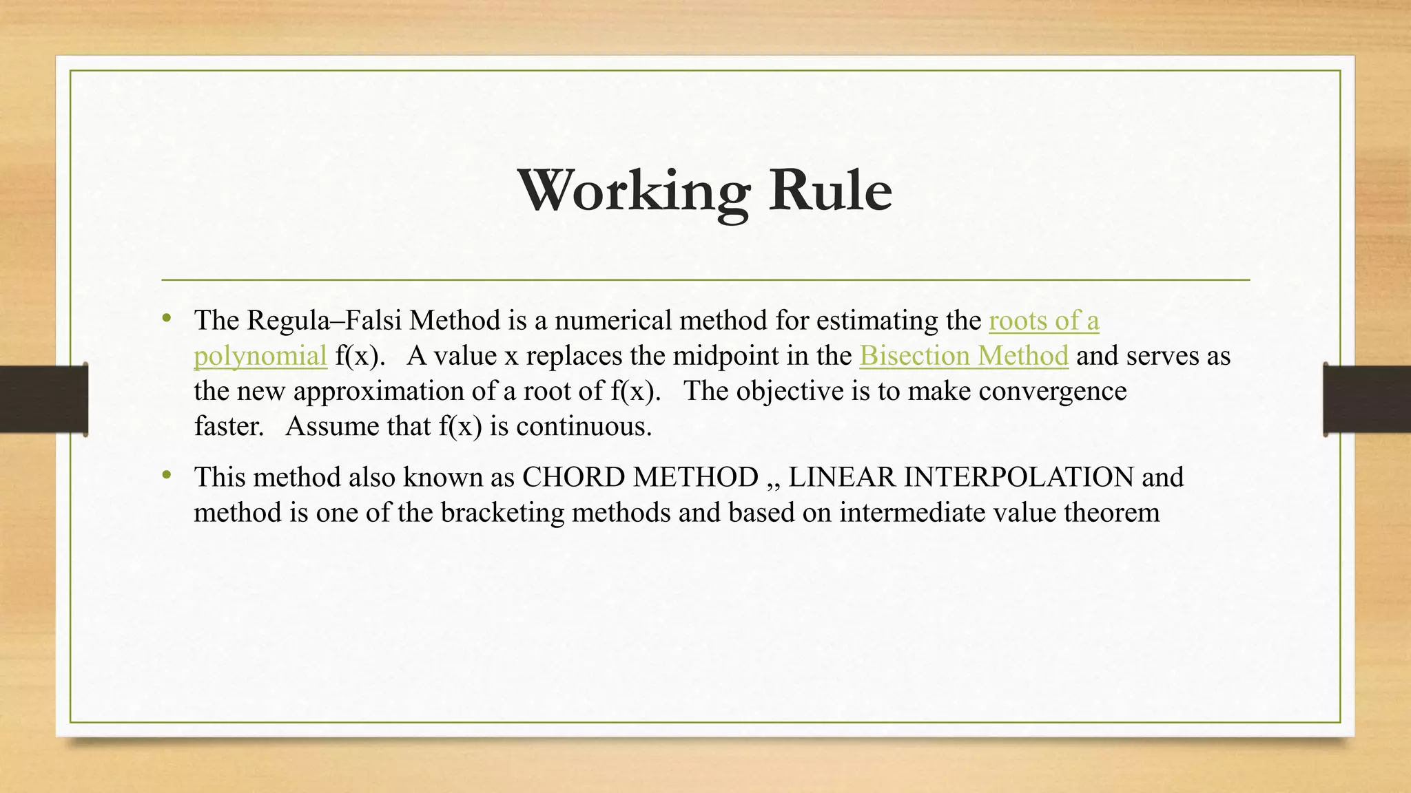 False Point Method / Regula falsi method | PPTX