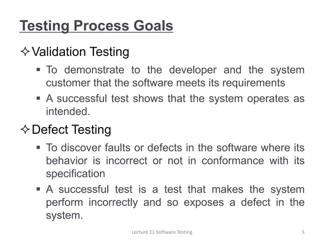 Lecture 11 Software Engineering Testing Slide | PPT
