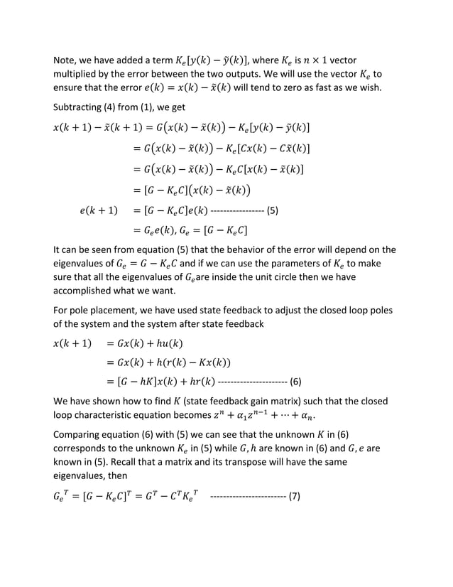 Lecture 11 state observer-2020-typed | PDF