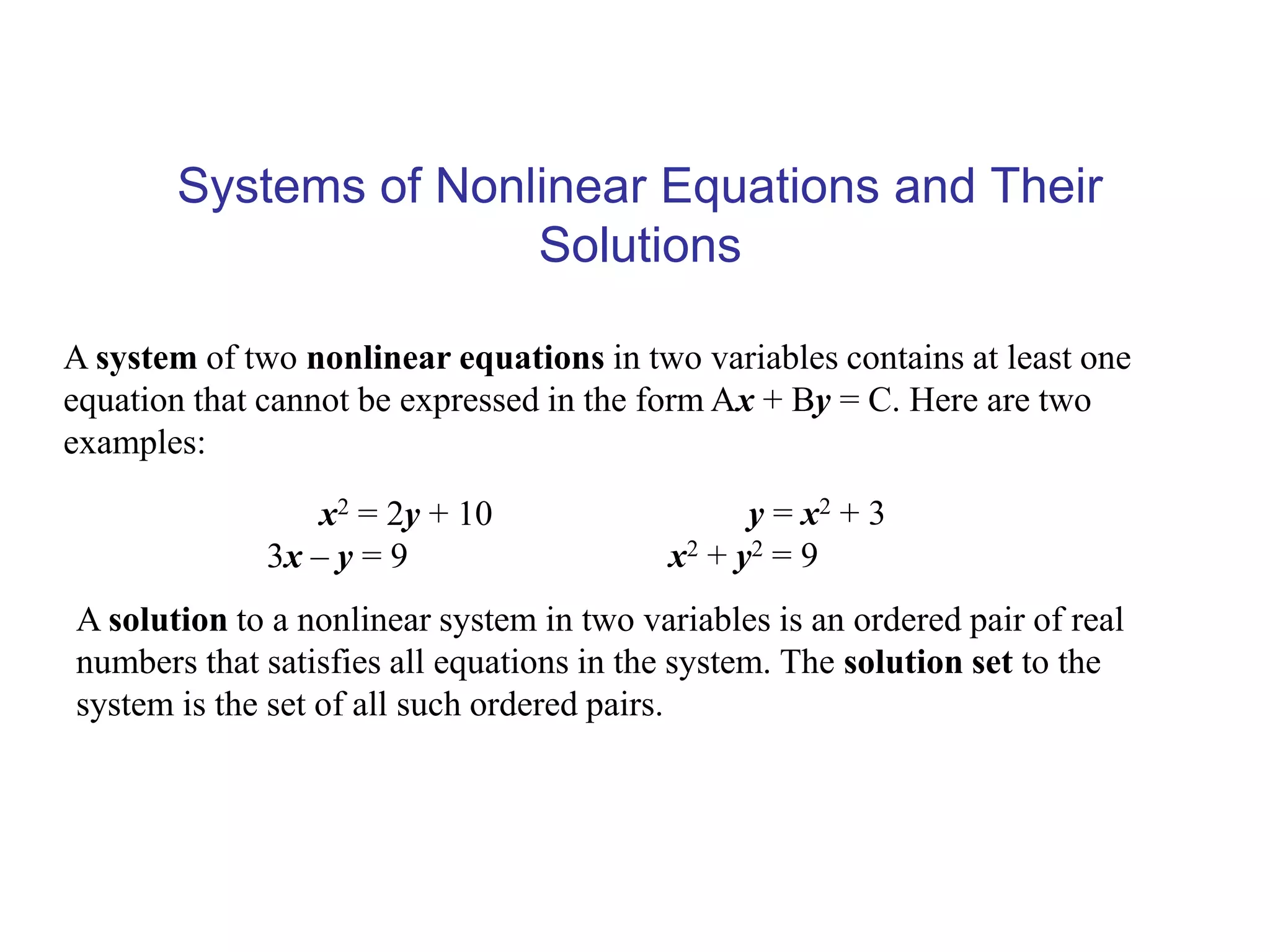 Lecture 11 Systems Of Nonlinear Equations Pptx