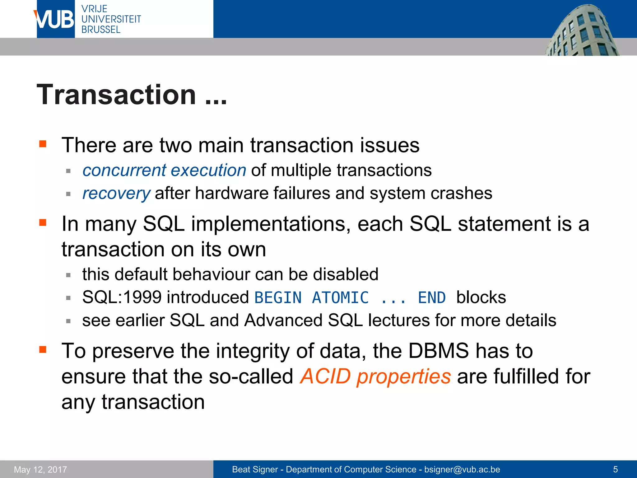 Transaction Management - Lecture 11 - Introduction to Databases ...
