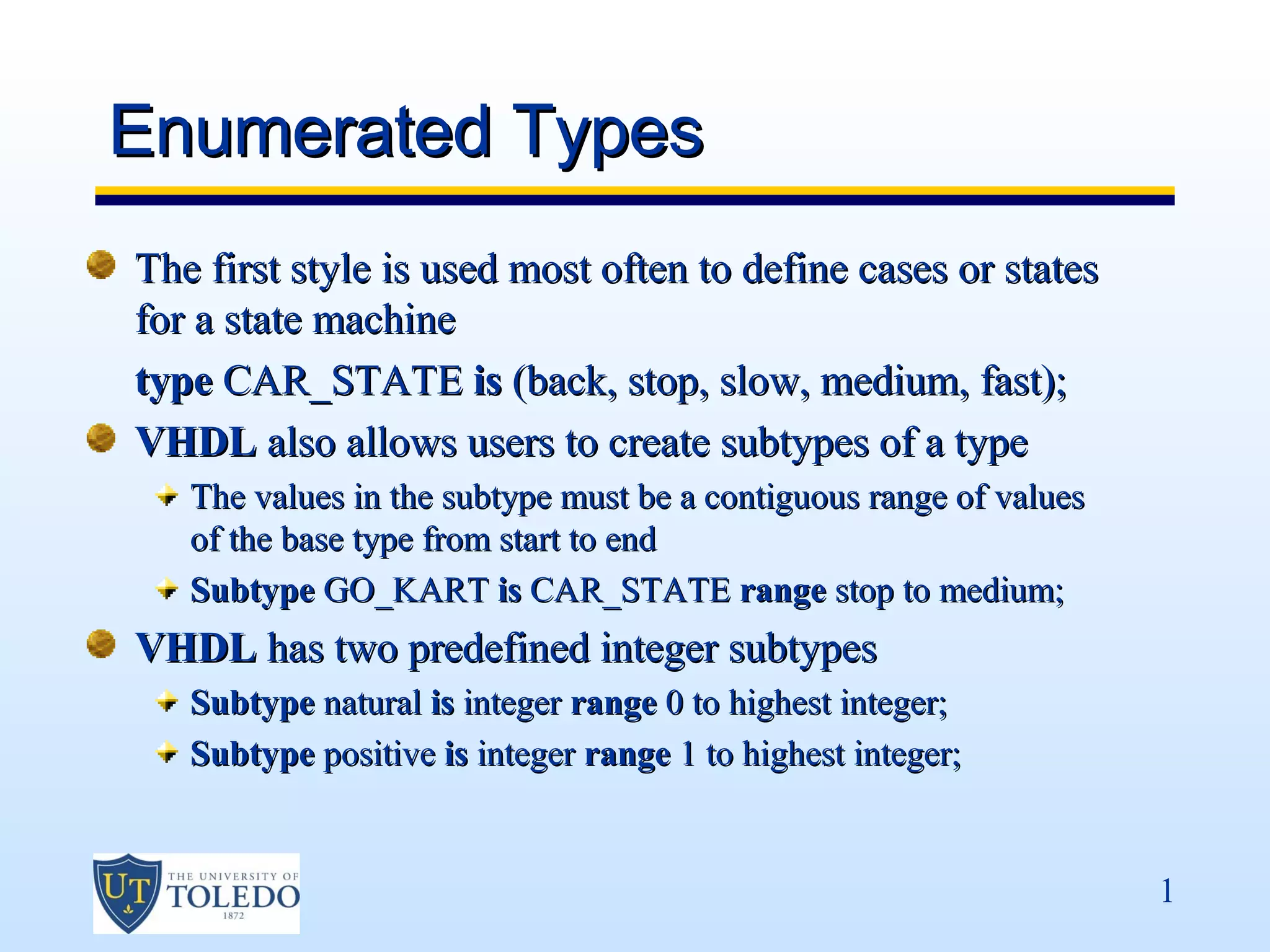 VHDL - Enumerated Types (Part 3) | PPT
