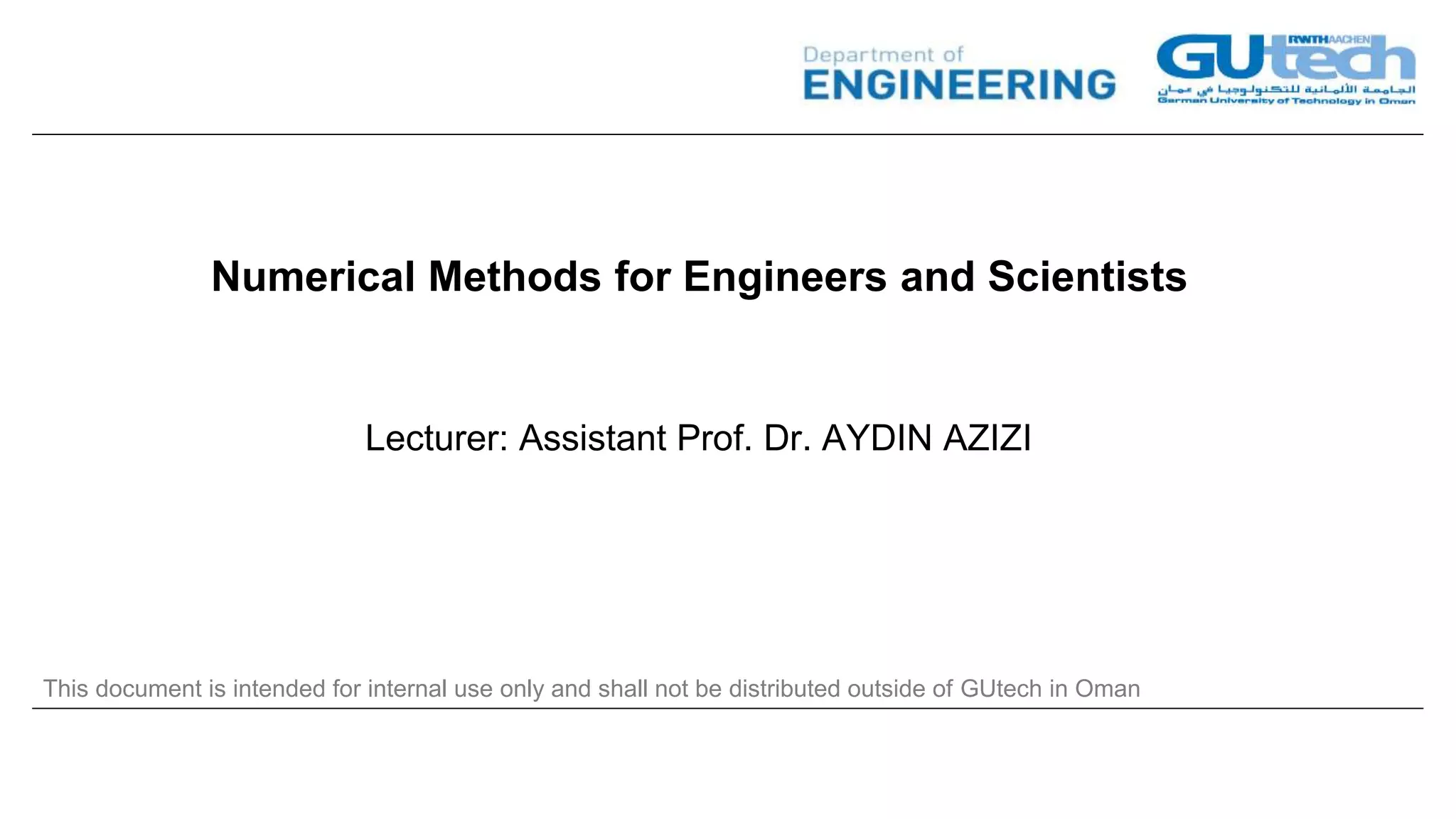 Numerical Methods For Engineers And Scientists An Introduction With