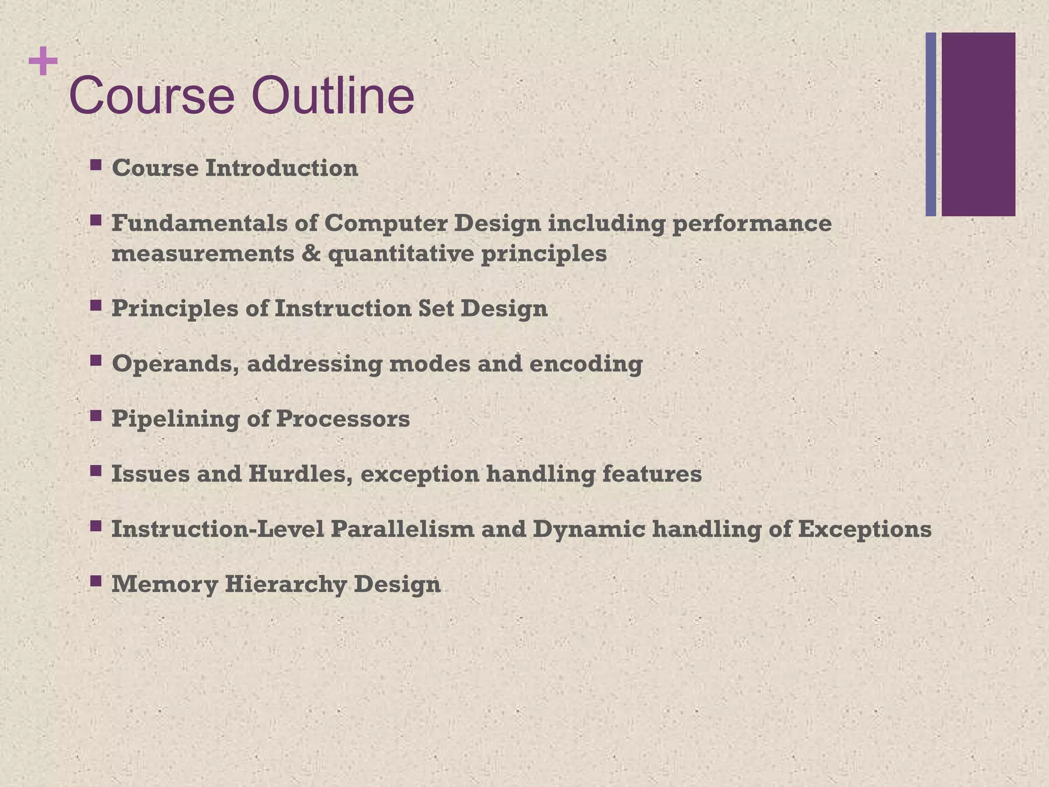 Fundamentals of Computer Design including performance measurements ...