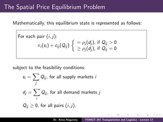 L12 The Spatial Price Equilibrium Problem (Transportation and Logistics ...
