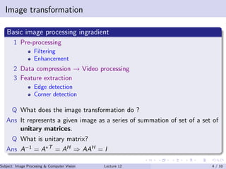 Lecture 12 (Image transformation) | PPT