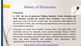 Lecture # 1 Introduction to Electronics (Semiconductors) | PPTX