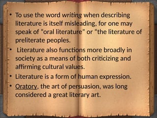 Literature the science of fiction. what is Literature | PPTX
