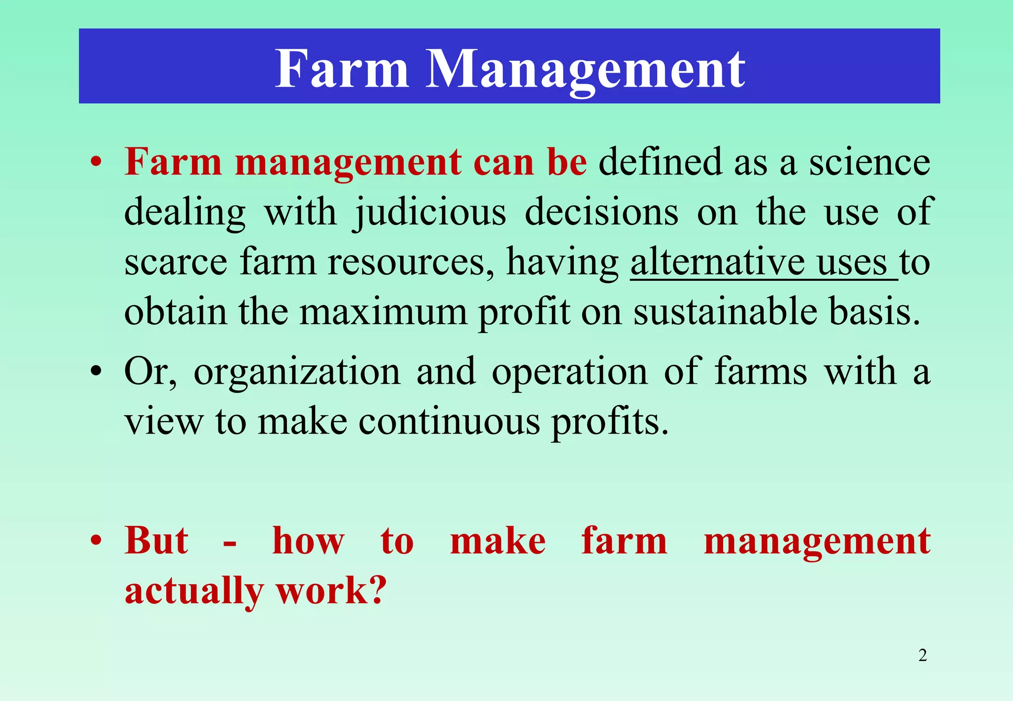 Lecture 12 economic principles applicable to farm management | PPT