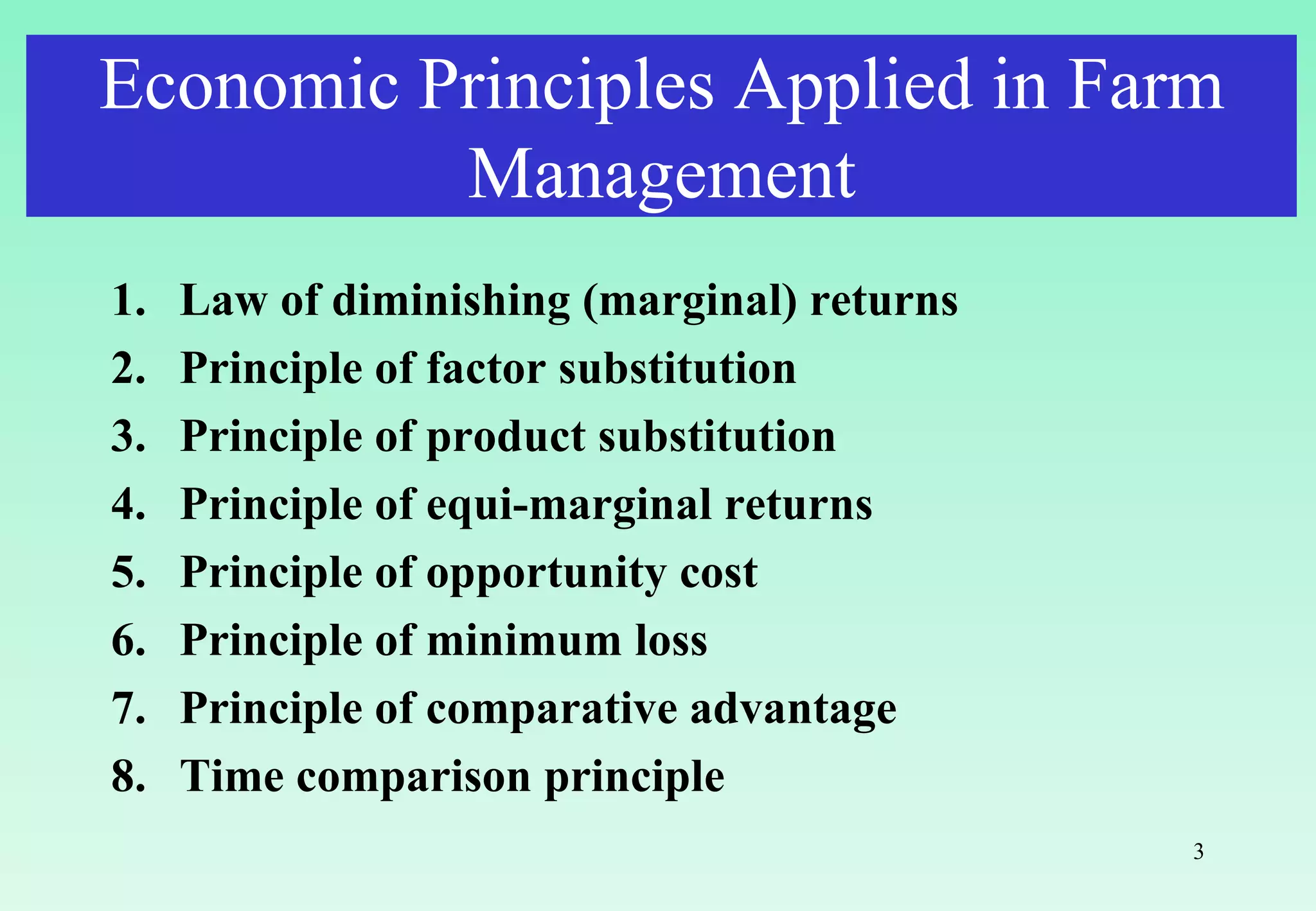 Lecture 12 economic principles applicable to farm management | PPT