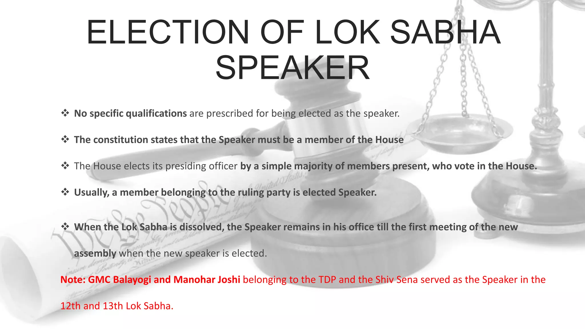 Lecture 12 lok sabha speaker and rajya sabha speaker | PDF