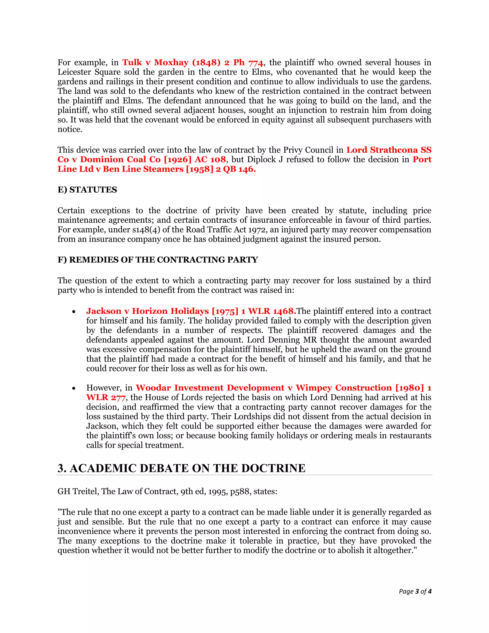 Lecture 12 privity - notes | DOCX