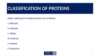 Lecture 12- proteins nomenclature classification and uses | PPTX