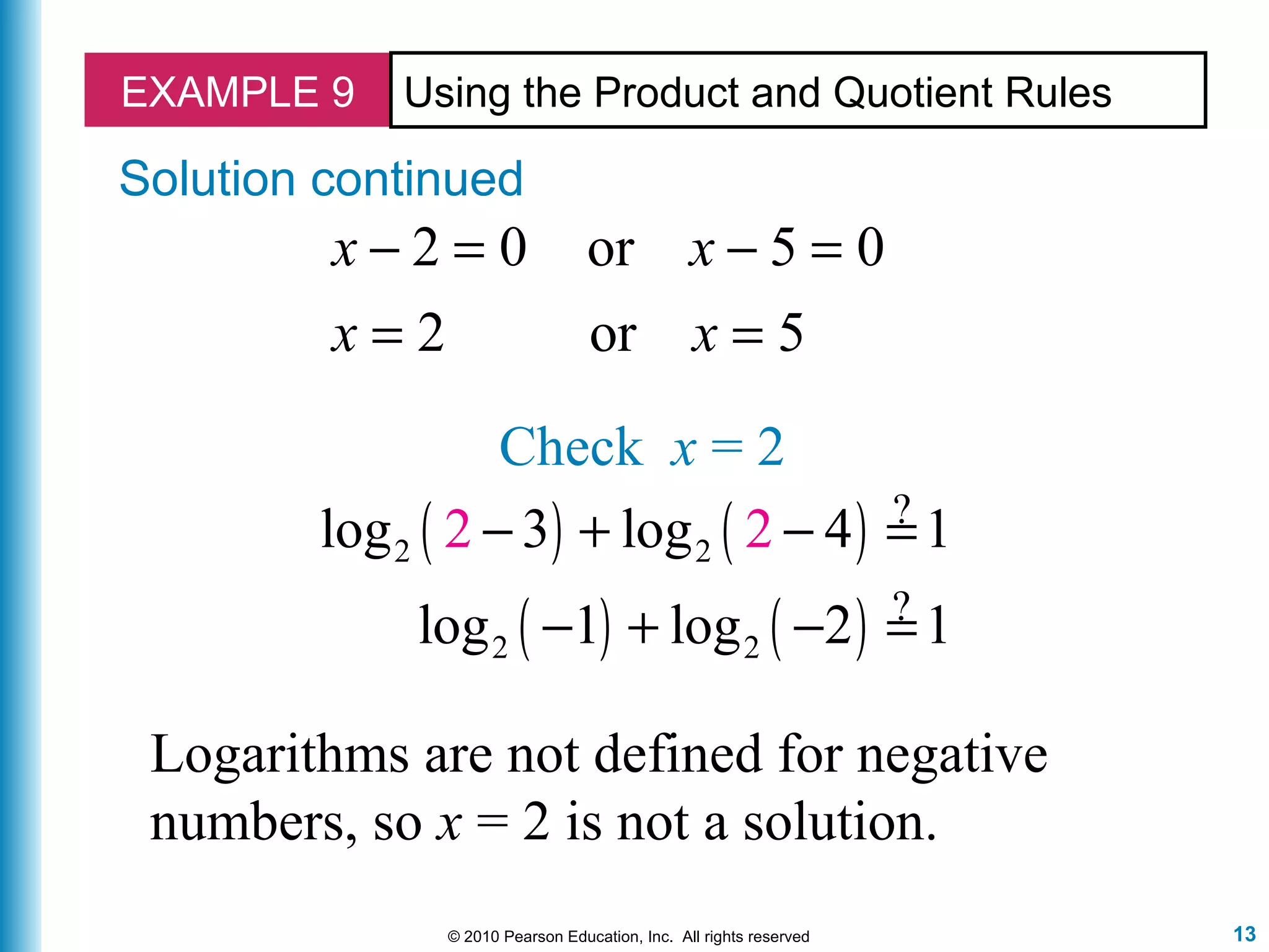 Lecture 12 Sections 45 Logarithmic Equations Ppt Physics Science