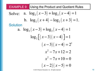Lecture 12 sections 4.5 logarithmic equations | PPT | Physics | Science