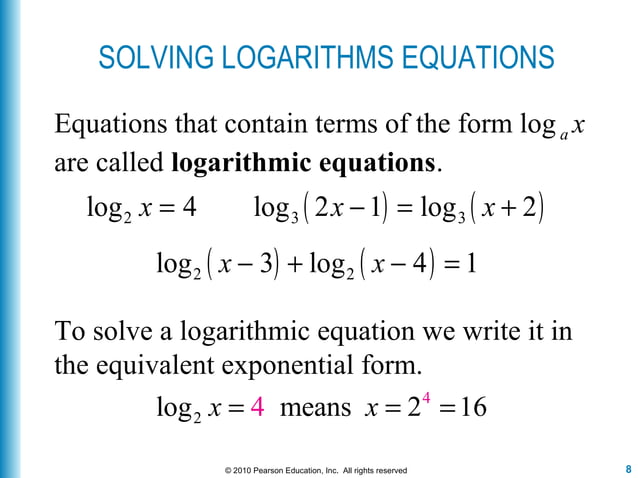 Lecture 12 sections 4.5 logarithmic equations | PPT | Physics | Science