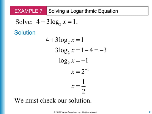 Lecture 12 Sections 45 Logarithmic Equations Ppt Physics Science