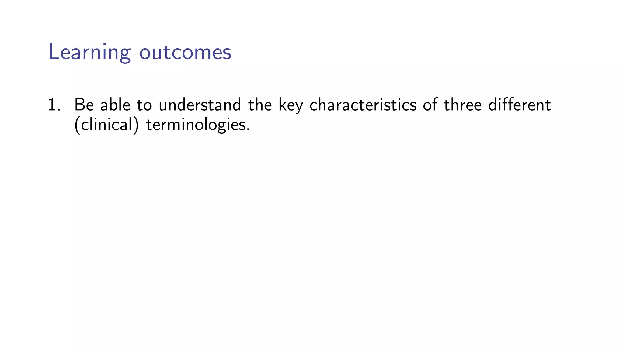 Principles of Health Informatics: Terminologies and classification ...
