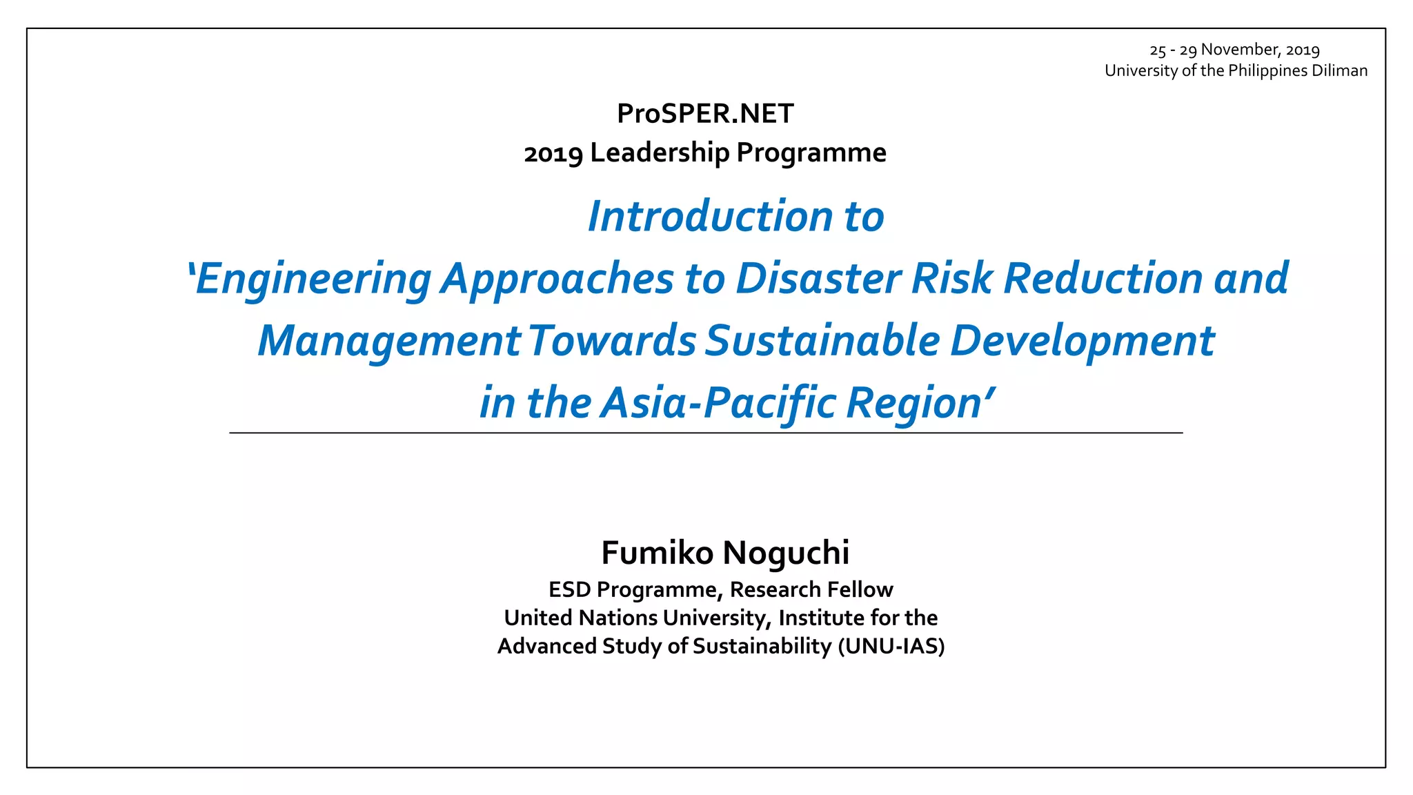 Introduction to ‘Engineering Approaches to Disaster Risk Reduction and ...