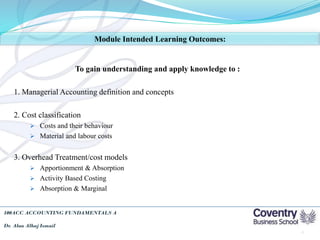 cost behaviour and cost calculations absorption vs abc | PDF