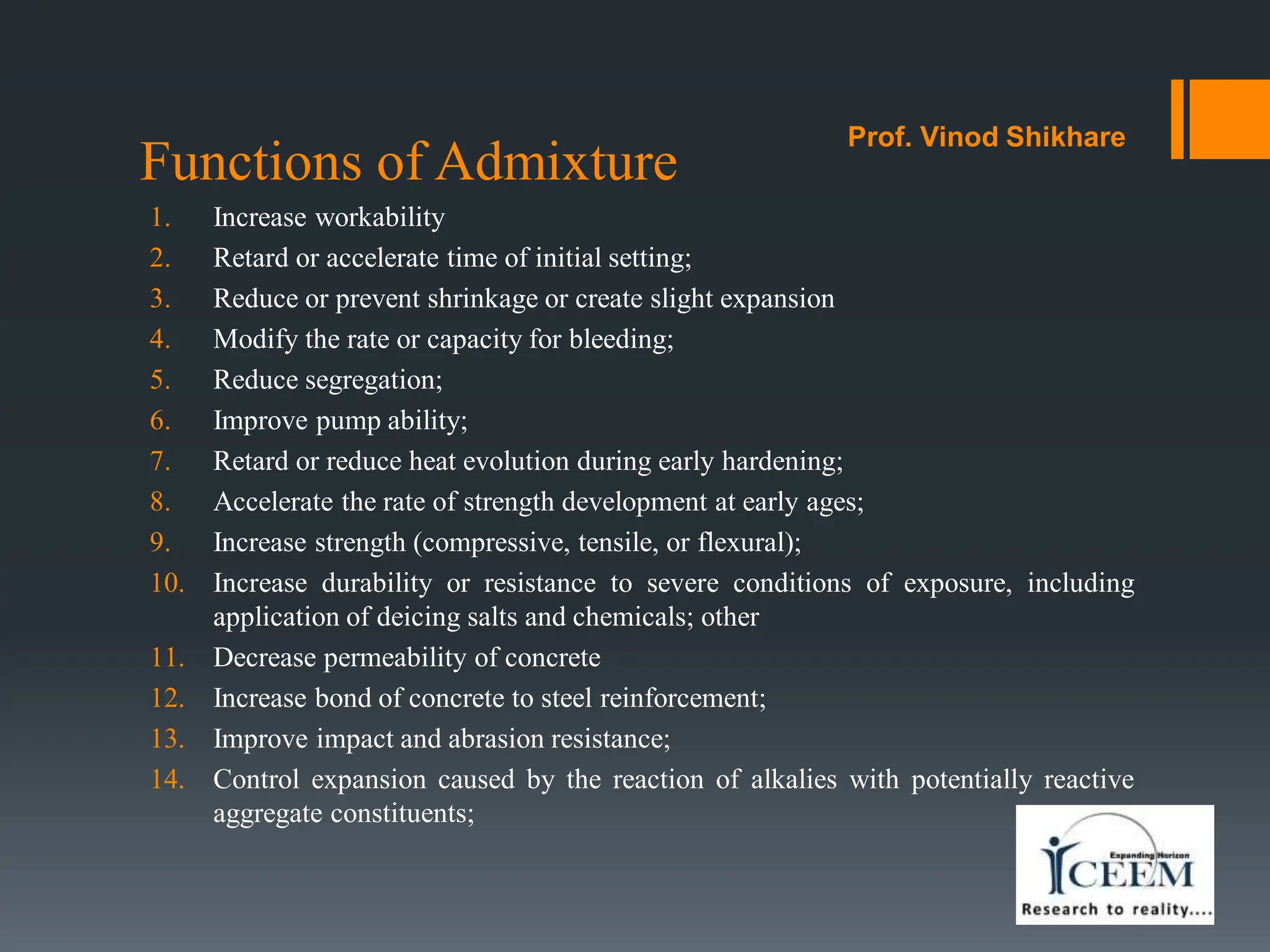 Lecture 12 Admixture: Use of admixtures in concrete technology | PPT