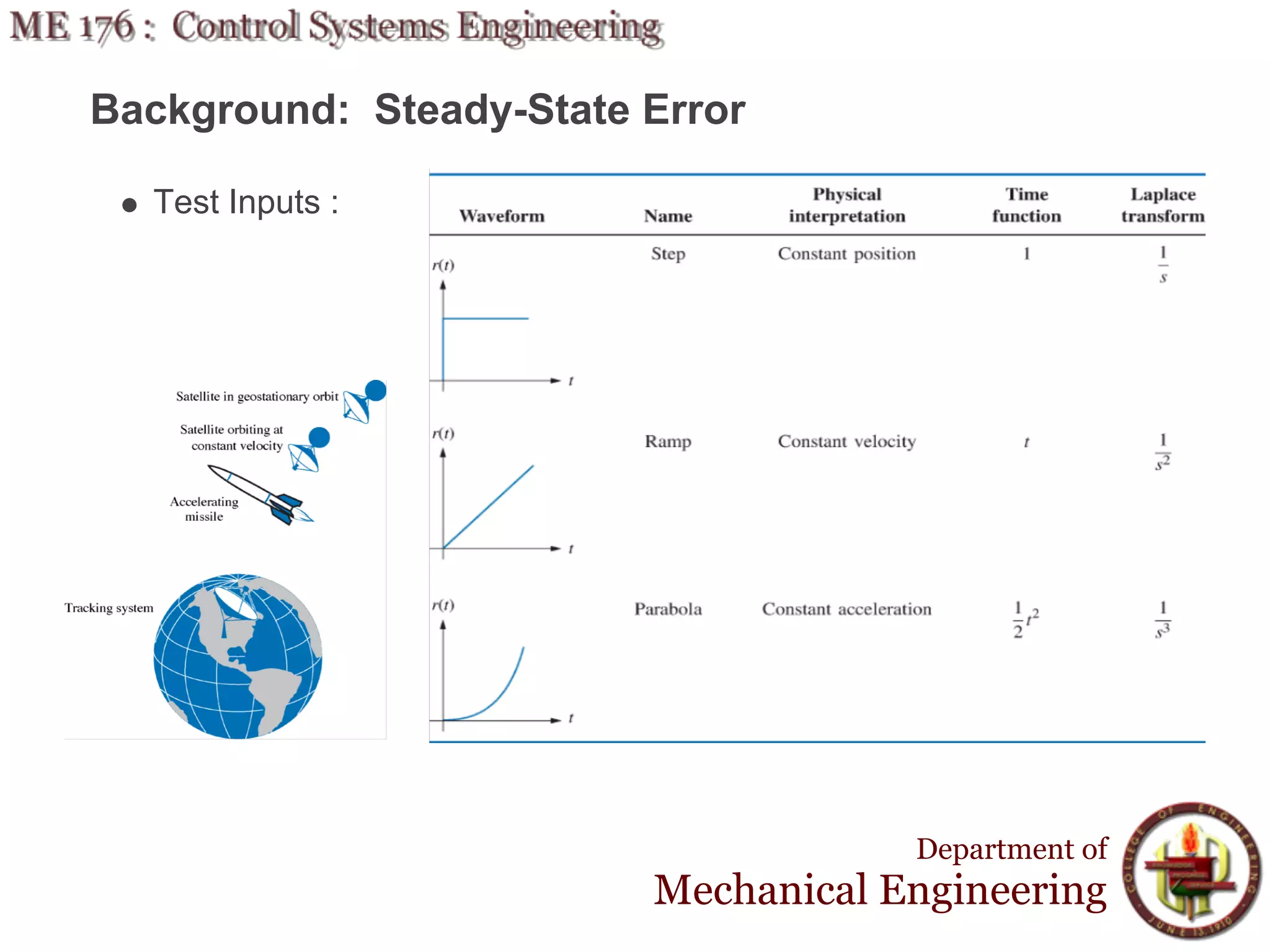 Lecture 12 ME 176 6 Steady State Error | PDF