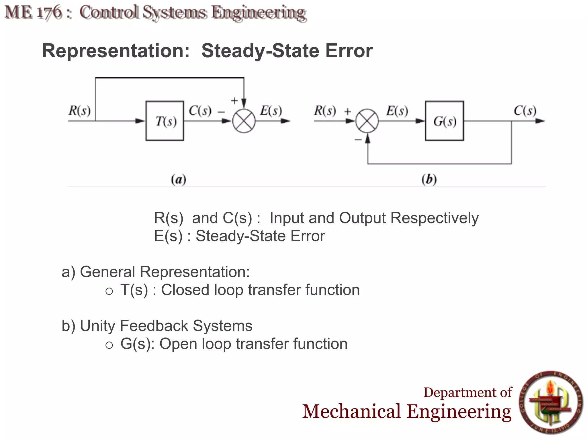 Lecture 12 ME 176 6 Steady State Error | PDF
