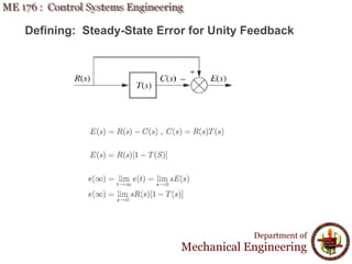 Lecture 12 ME 176 6 Steady State Error | PDF
