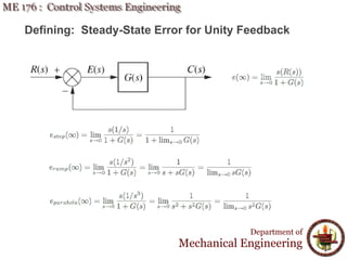 Lecture 12 ME 176 6 Steady State Error | PDF