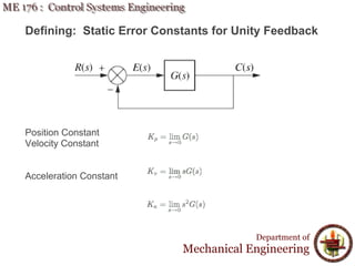 Lecture 12 ME 176 6 Steady State Error | PDF | Physics | Science