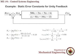 Lecture 12 ME 176 6 Steady State Error | PDF | Physics | Science