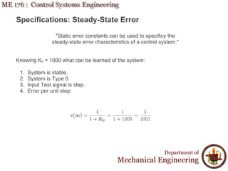 Lecture 12 ME 176 6 Steady State Error | PDF | Physics | Science