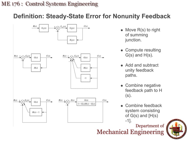 Lecture 12 ME 176 6 Steady State Error | PDF | Physics | Science