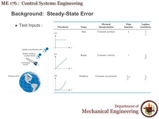 Lecture 12 ME 176 6 Steady State Error | PDF