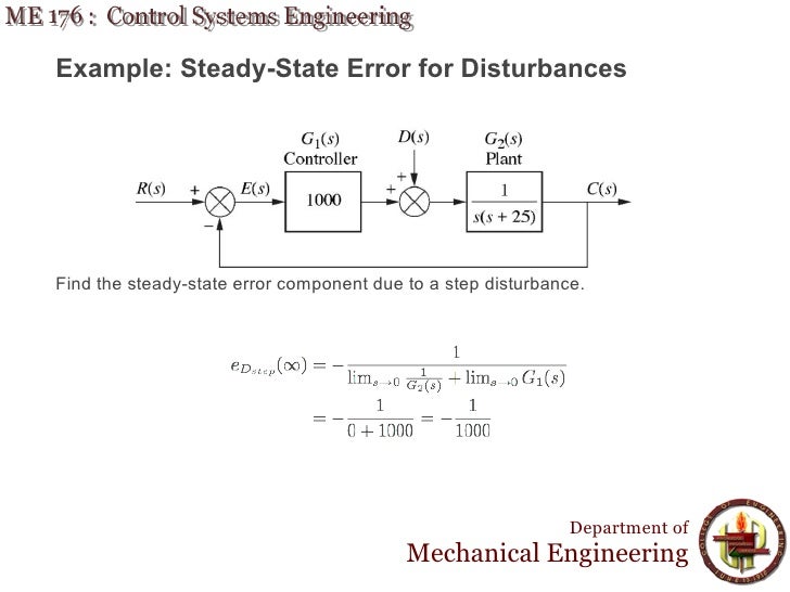 Lecture 12 ME 176 6 Steady State Error