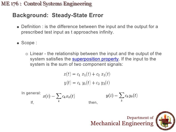 Lecture 12 ME 176 6 Steady State Error