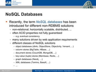 NoSQL Databases - Lecture 12 - Introduction to Databases (1007156ANR) | PPT