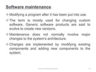 Lecture 12 Software Engineering Evolution | PDF