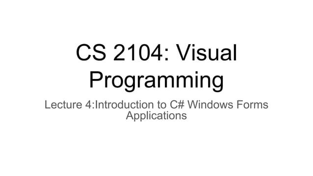 Lecture 12 Windows Forms Part 2 Pptx